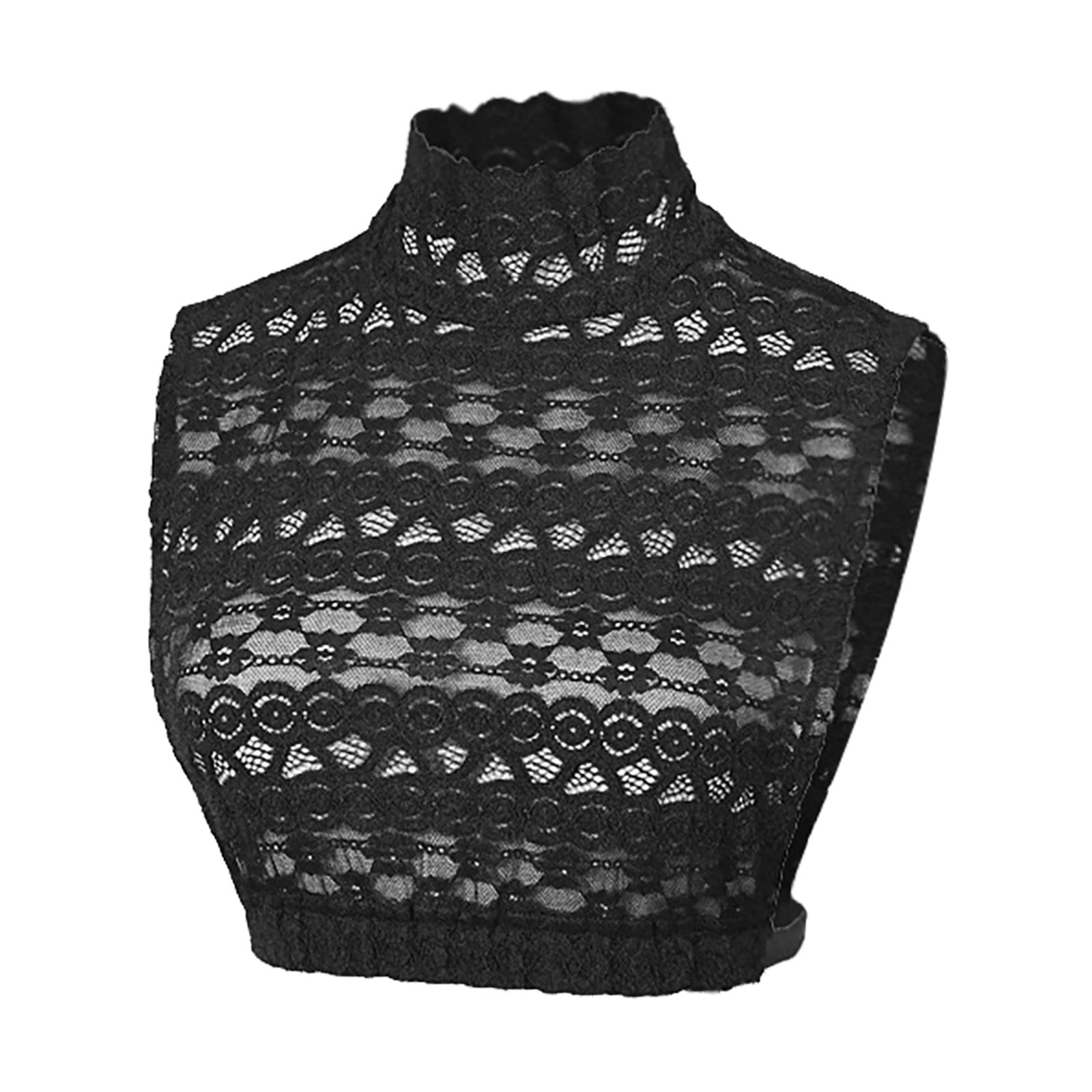AJGRHE Women Solid Lace Ruffle Detachable Blouse With False Half ...