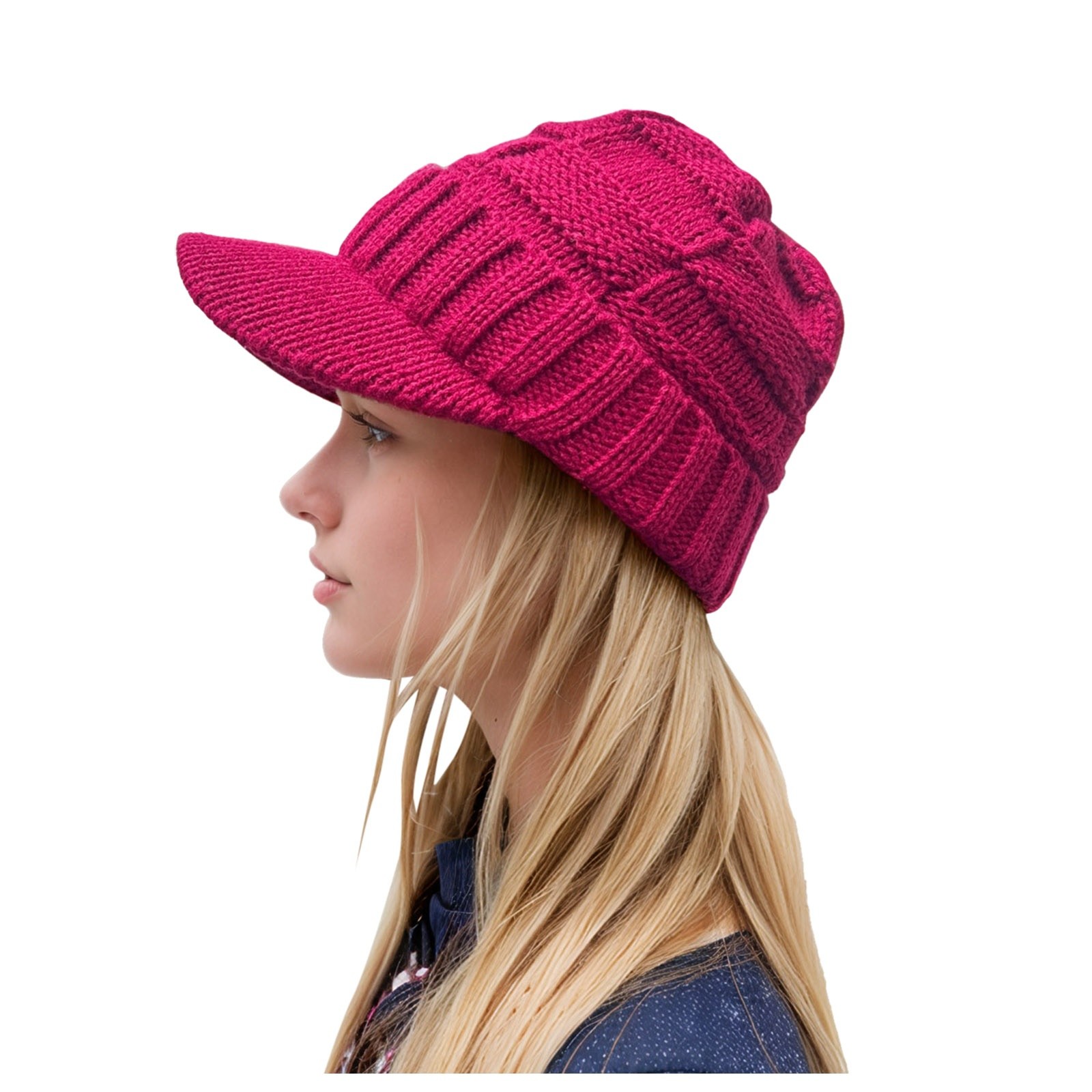 AJGRHE Women Solid Winter Outdoor Hat Peaked Cap Cover Knitted Earflap ...