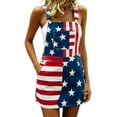 AJGRHE Women's Casual Dress Patriotic Print Denim Overall Dress ...