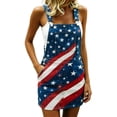 AJGRHE Women's Casual Dress Patriotic Print Sleeveless Denim Suspender ...