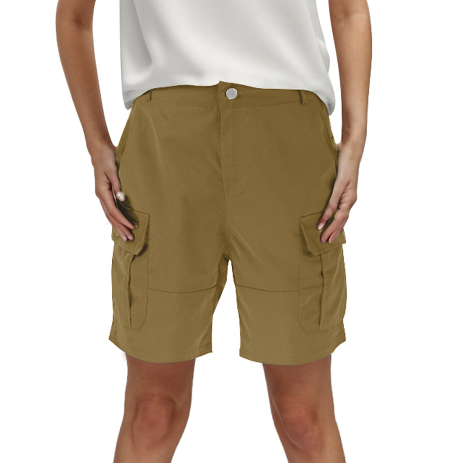 AJGRHE Women's Casual High Waist Cargo Shorts With Pockets For Summer ...