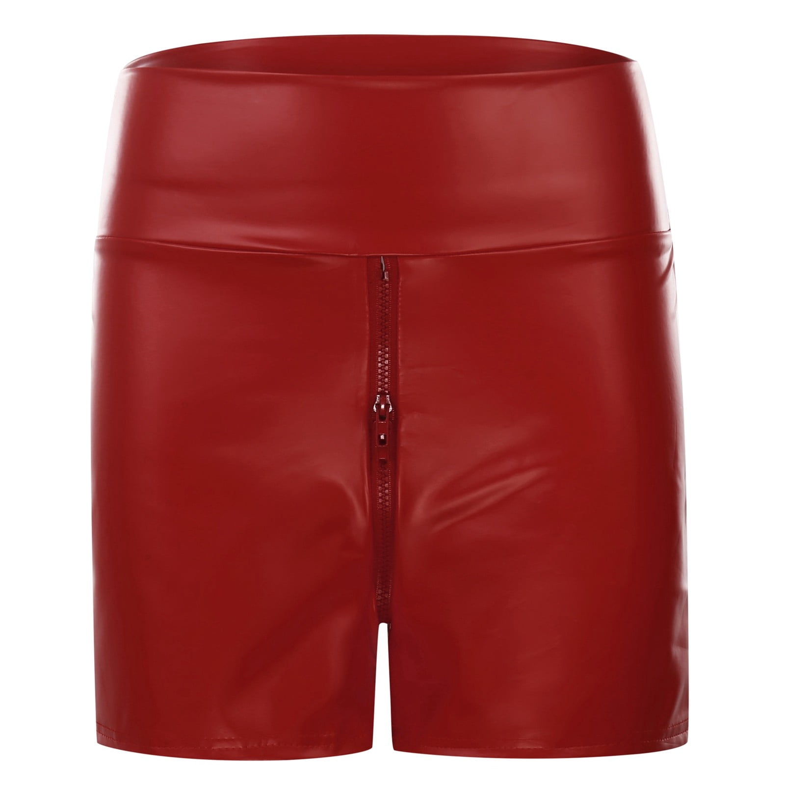 AJGRHE Women’s Fashion High Waisted Leather Pants Zipper Shorts For ...