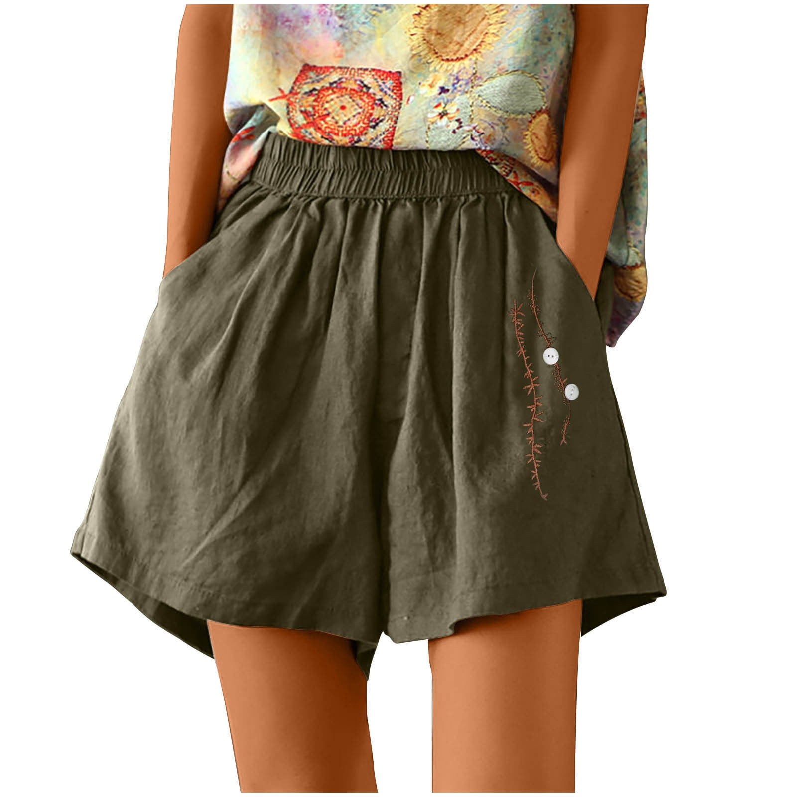 AJGRHE Women’s Plus Size Shorts High Waisted Lace Up Yoga Running ...