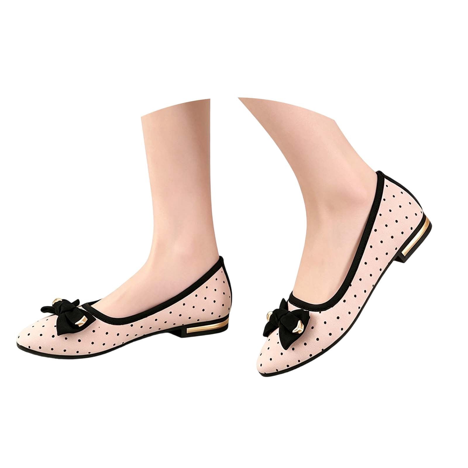 AJGRHE Women's Polka Dots Bowknot Mules Wedding Pointed Toe Elegant ...