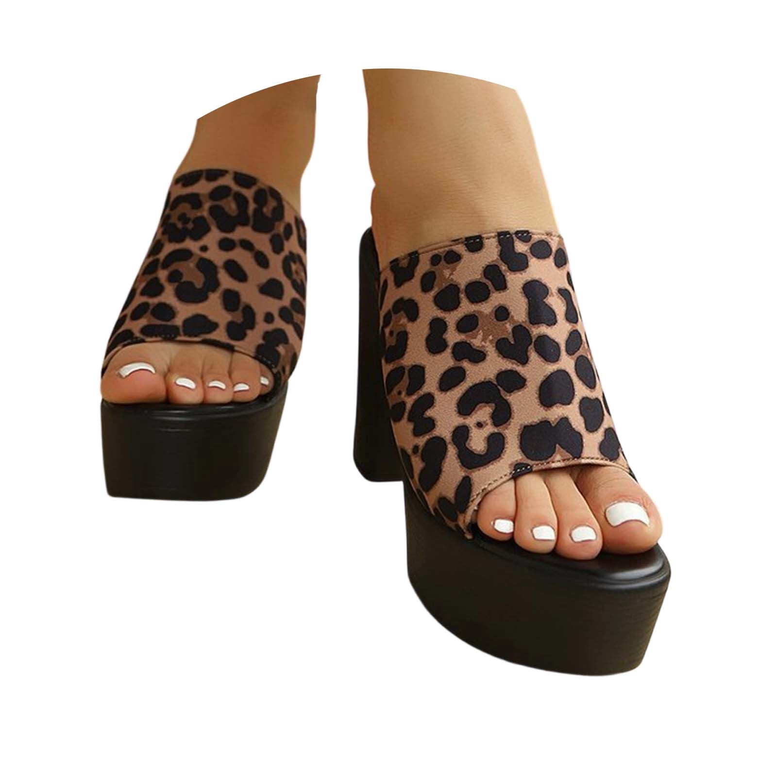 AJGRHE Women's Polka Dots Stiletto Heel Slides Sandals Summer Platform ...