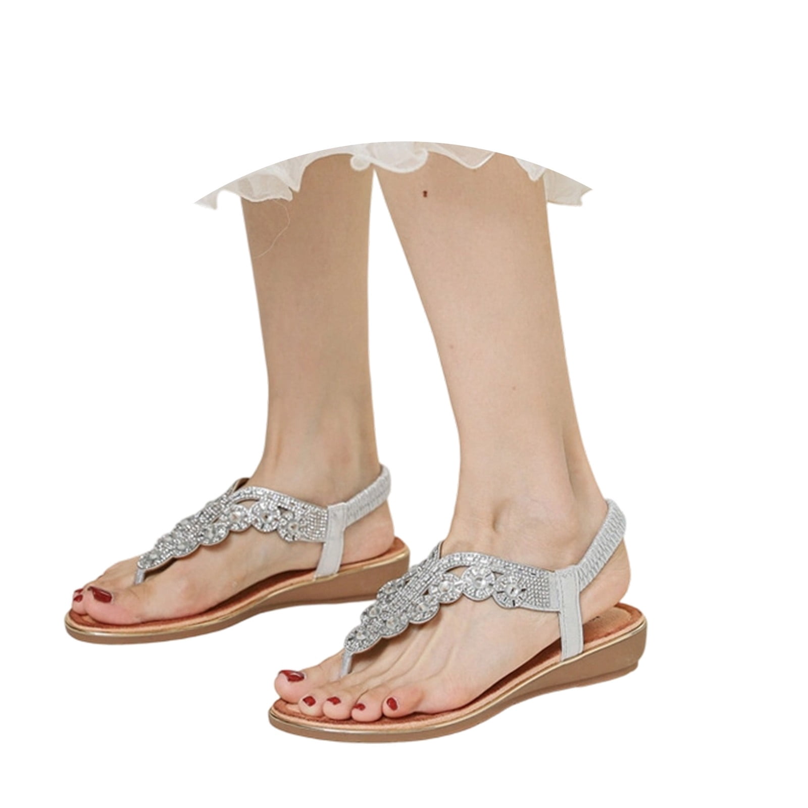 AJGRHE Women's Sandals Fashion Bohemia Rhinestone Platform Sandals ...