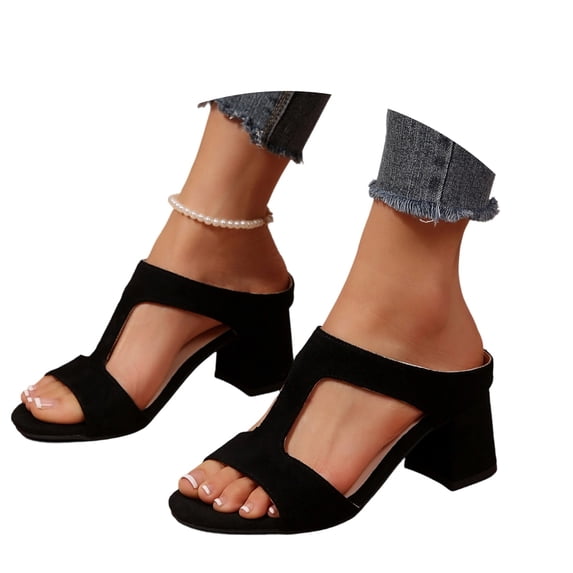 AJGRHE Women's Sandals Fashion Square Toe Strappy Sandals Heel Open Toe ...