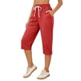 AJGRHE Women's Soft Brushed Knit Capri Pants, Adjustable Drawstring ...