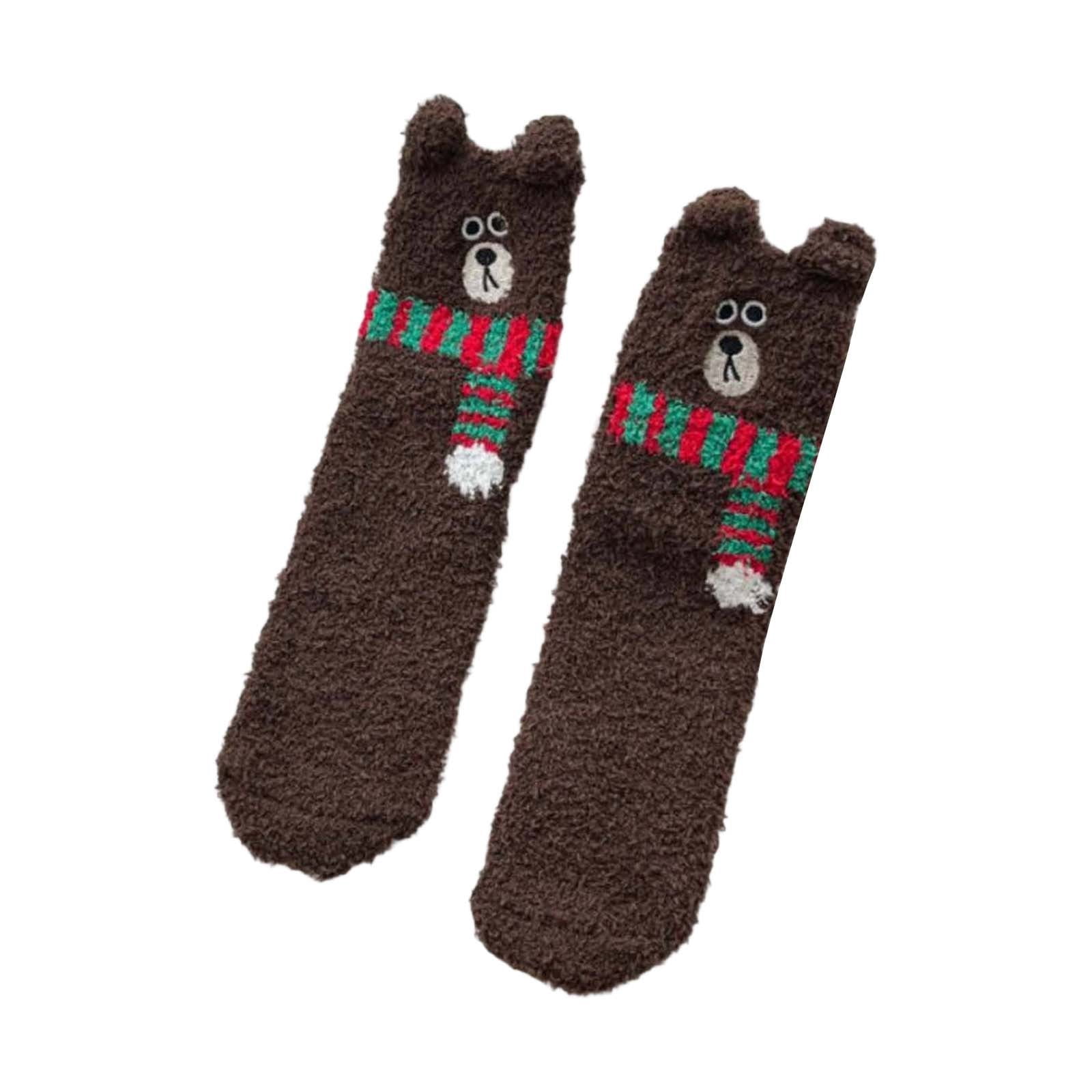 AJGRHE Women's Stockings Coral Stockings With 3D Ears Scarf Bear Design ...