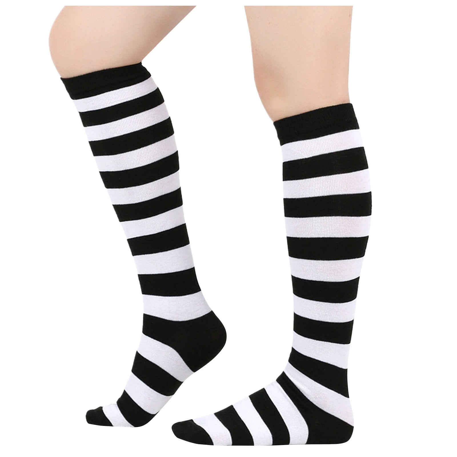 AJGRHE Women's Stockings Striped Calf Socks Performance Knee High ...