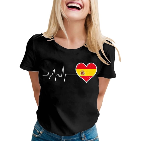 AJGRHE Women's T-Shirts Casual World Cup Themed Unisex T-Shirt, Flag ...