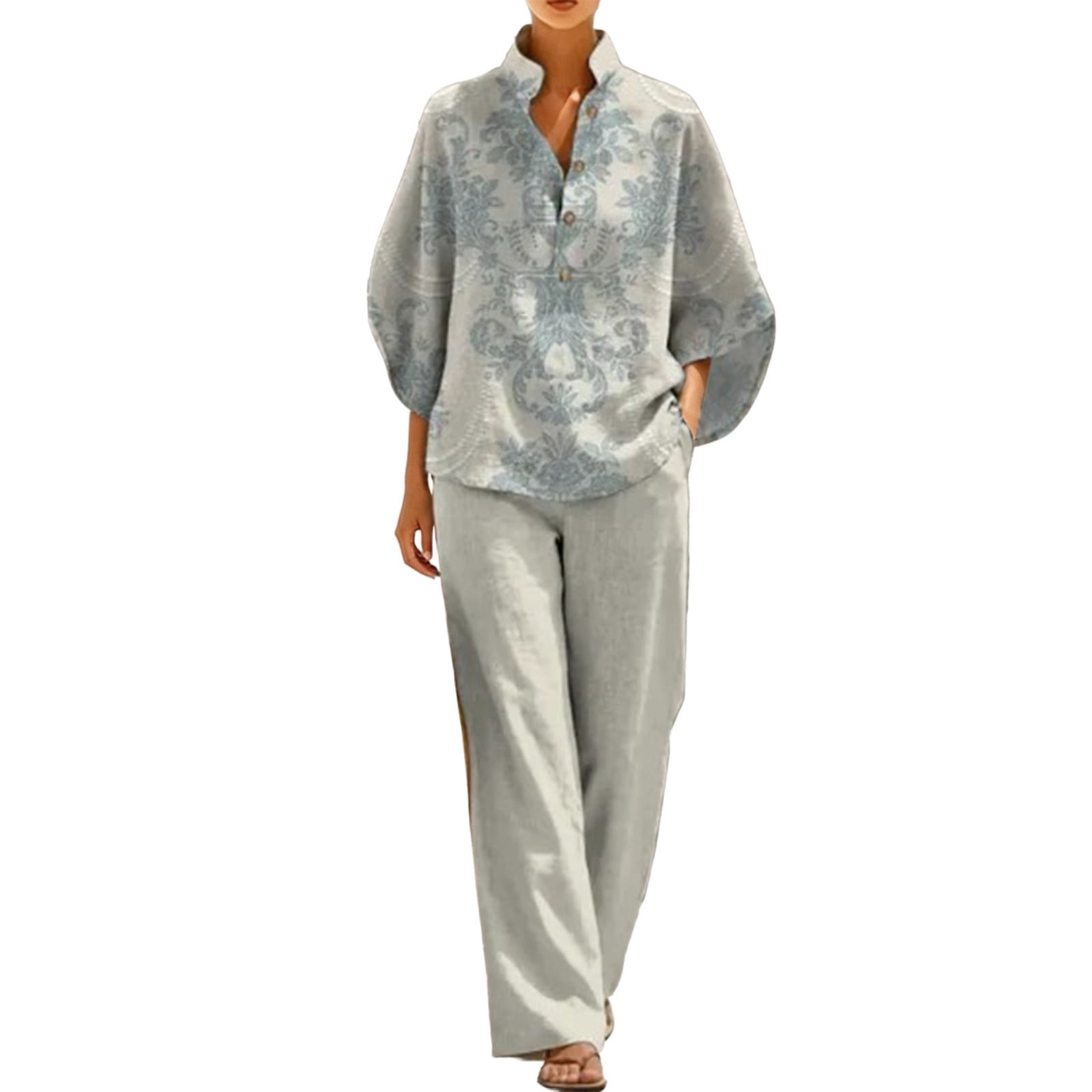 AJGRHE Women's Trousers Suit Summer Batwing Sleeve Pants Two Piece ...