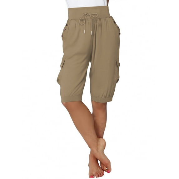AJGRHE Womens Capris with Pockets Loose Fit Casual Capri Pants Dressy ...