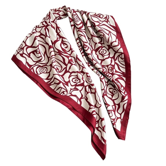 AJGRHE Womens Elegant Pattern Silk Scarf Shawl Wrap Square Neck For ...