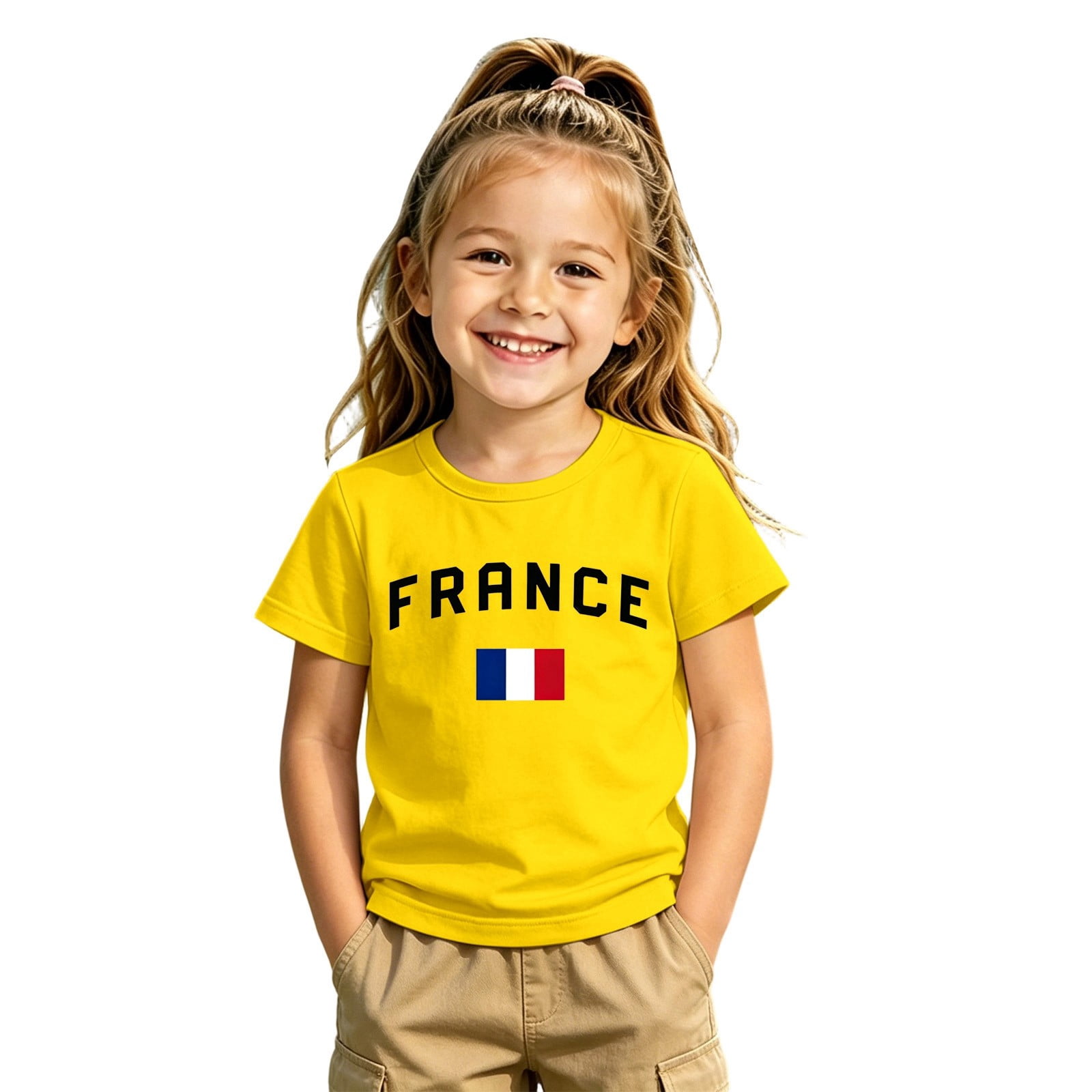 AJGRHE Young Girls Theme Crewneck Tee With Playful Graphics For Kids ...