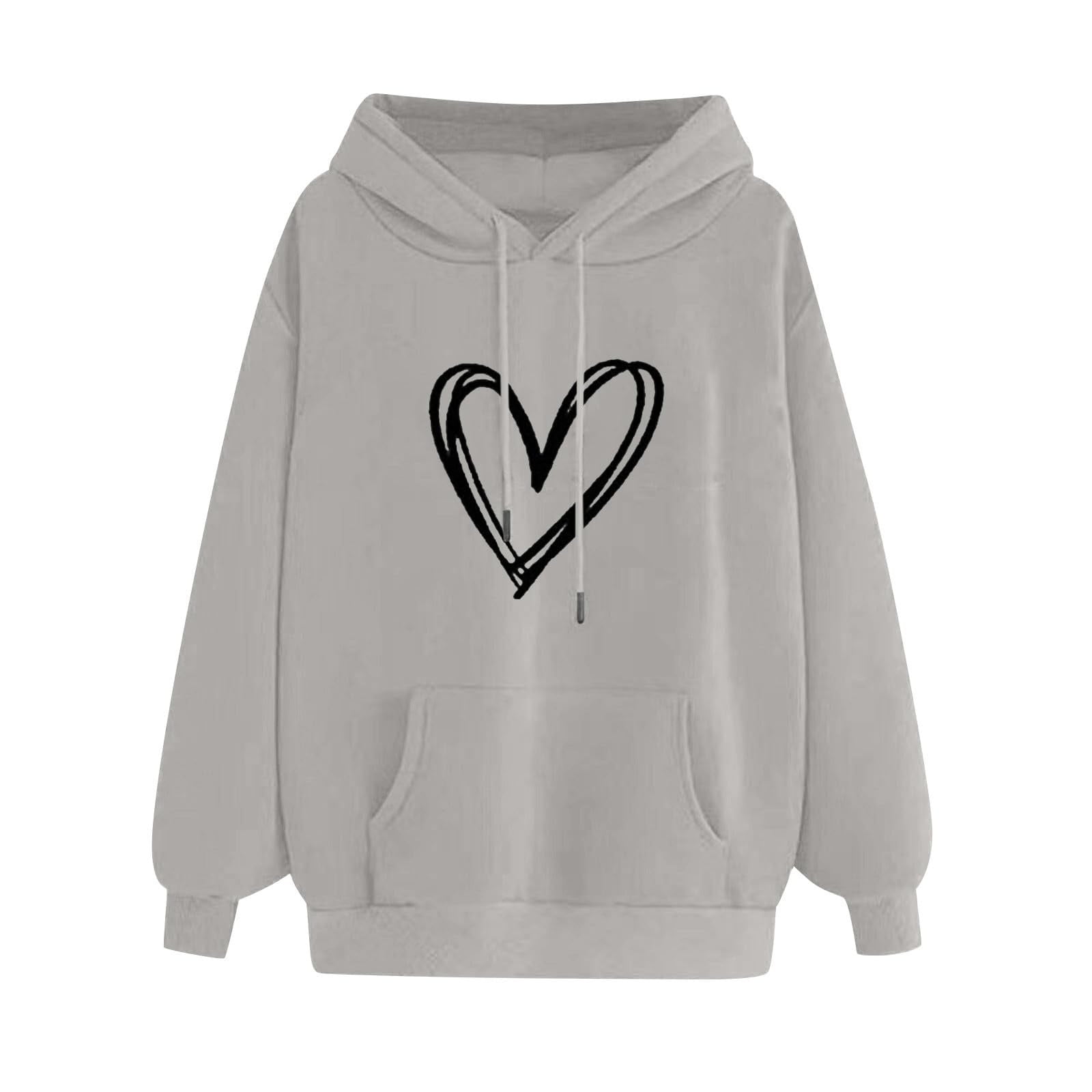 AJHSAKLt Comfrt Hoodie Women'S With Love Print Pocket Drawstring Warm ...