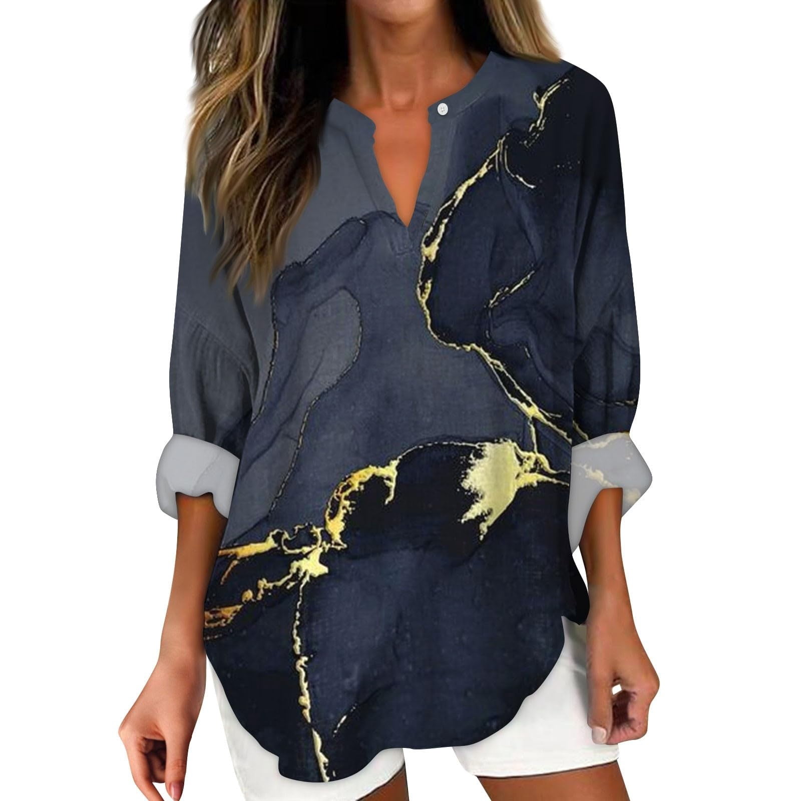AJHSAKLt Ladies Tops And Blouses Womens Cotton Linen Tunic for Women ...