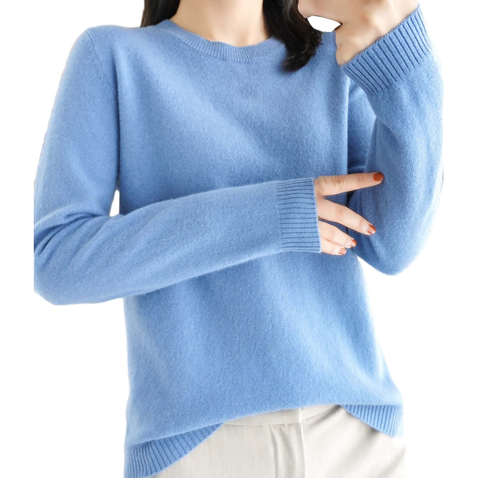 AJHSAKLt Pullover Sweaters for Women Light Long Sleeve Crew Neck ...