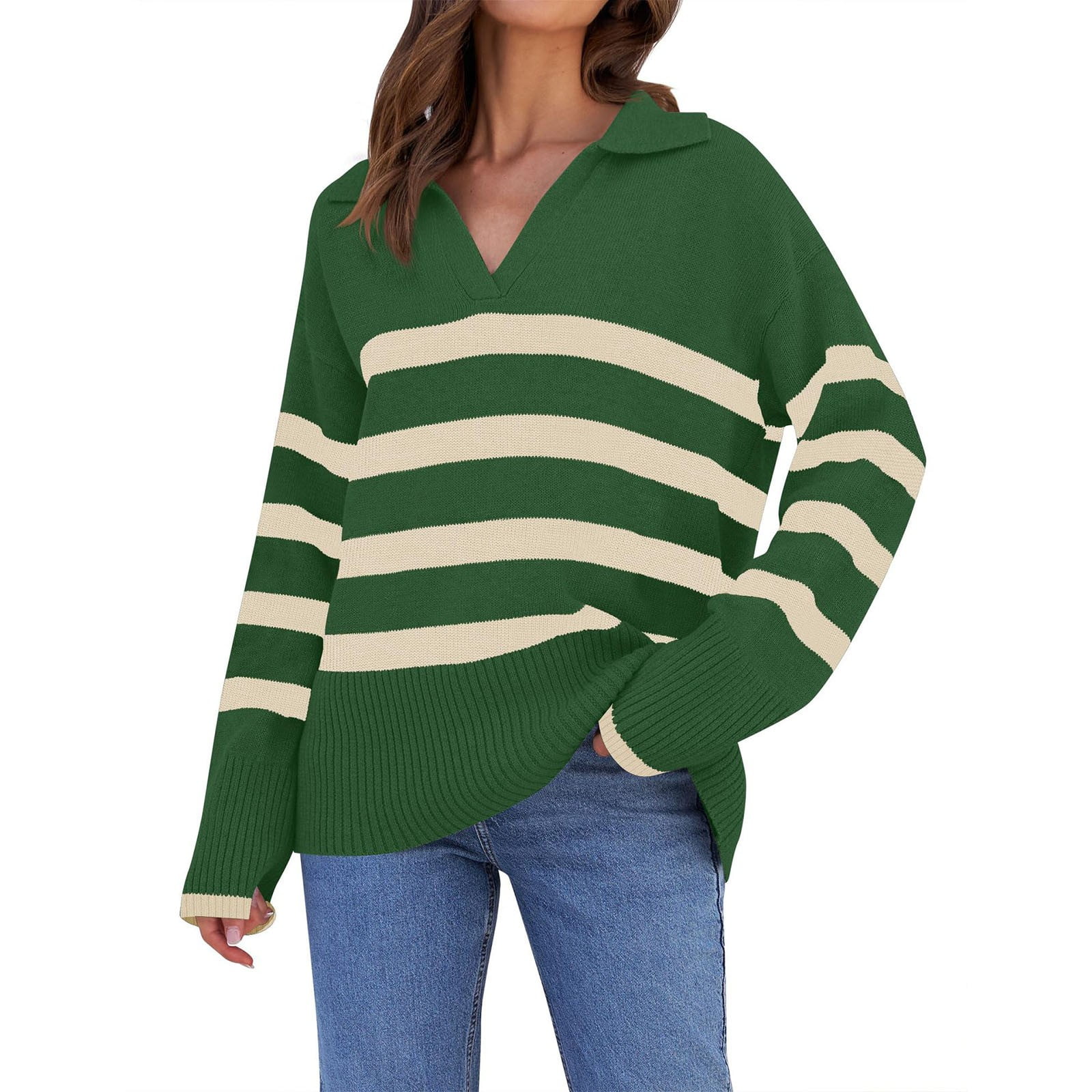 AJHSAKLt Sweaters for Women European And American Solid Color Loose ...