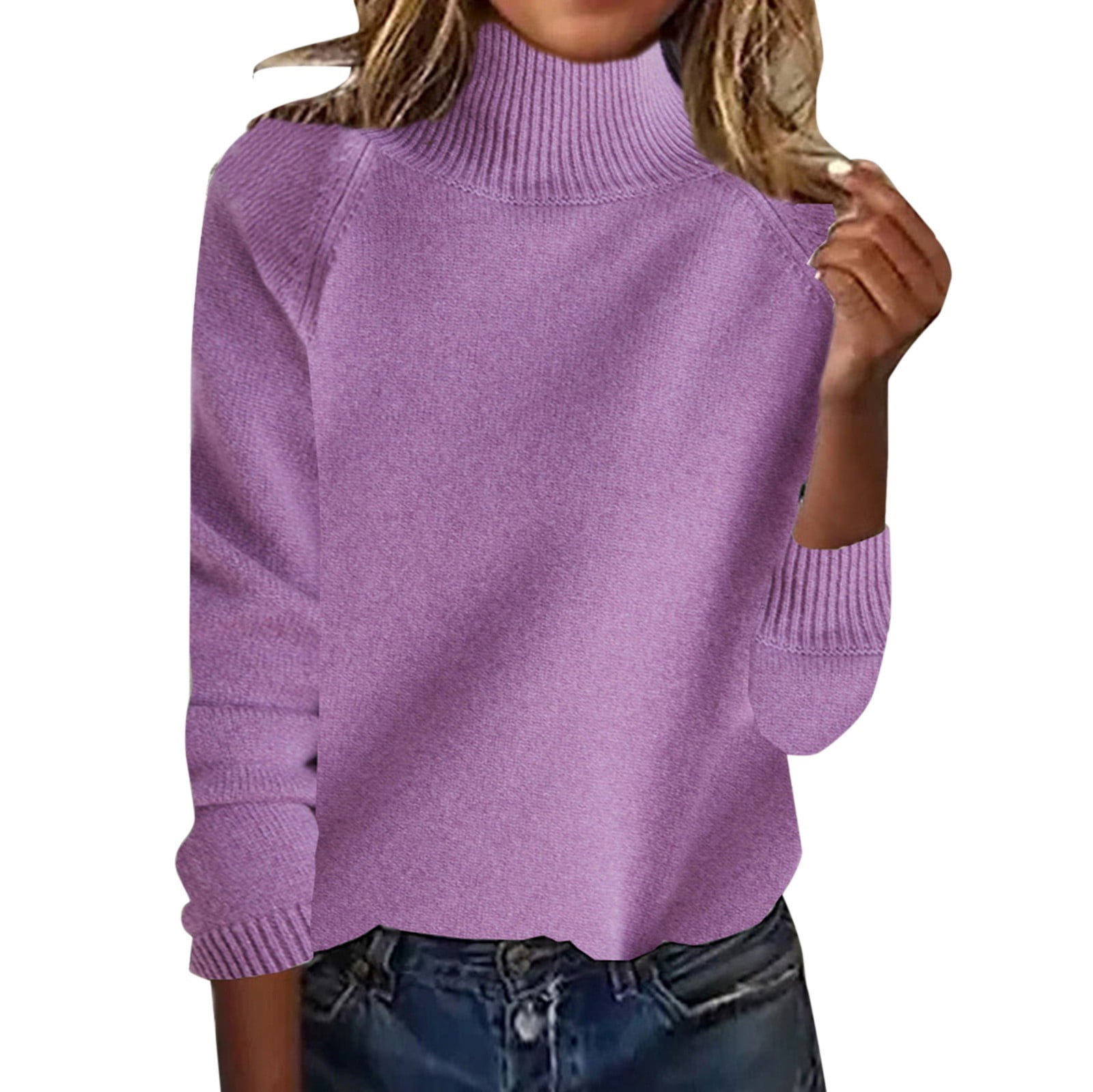 AJHSAKLt Sweaters for Women European And American Solid Color Loose ...