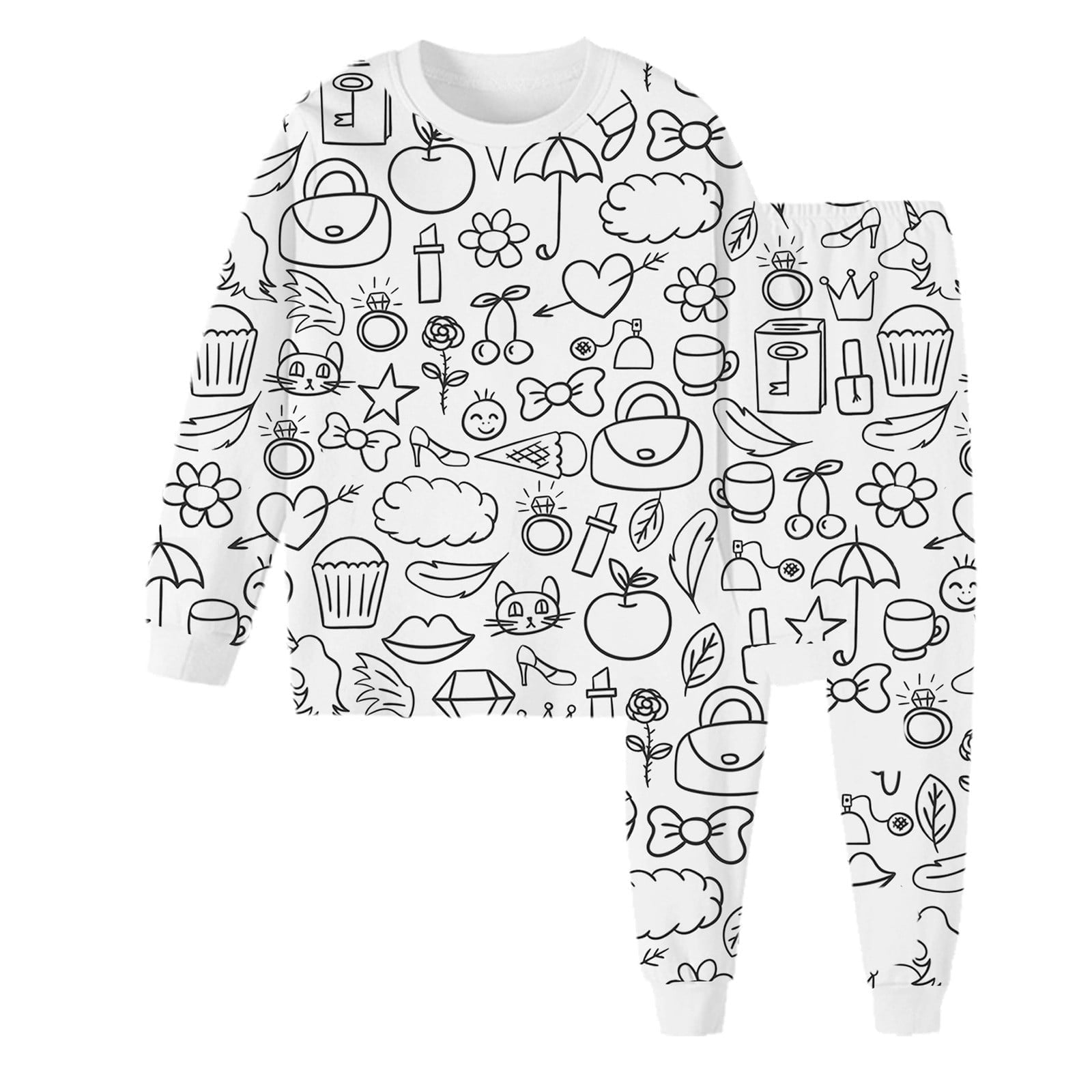 AJIWYH Coloring Pajamas for Kids,Kid DIY Hand Painted Homewear Set ...