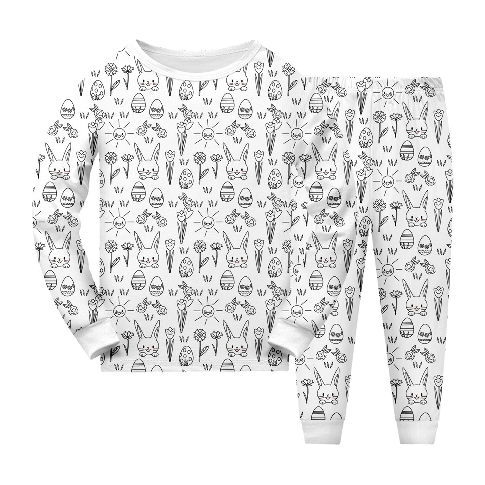 AJIWYH Easter Pajamas for Girls Easter Bunny Eggs Kids DIY Hand Painted ...