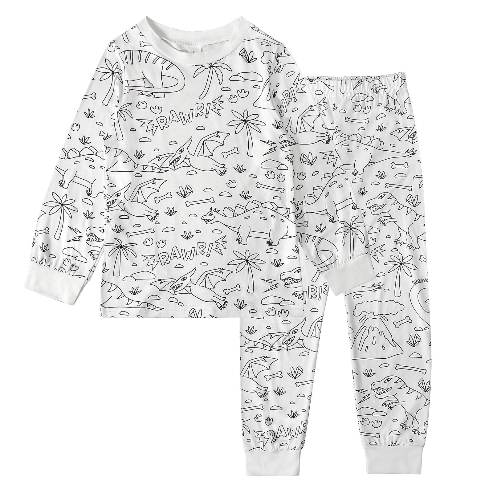 AJIWYH Pajamas for Girls,Kid DIY Hand Painted Homewear Set Colouring ...