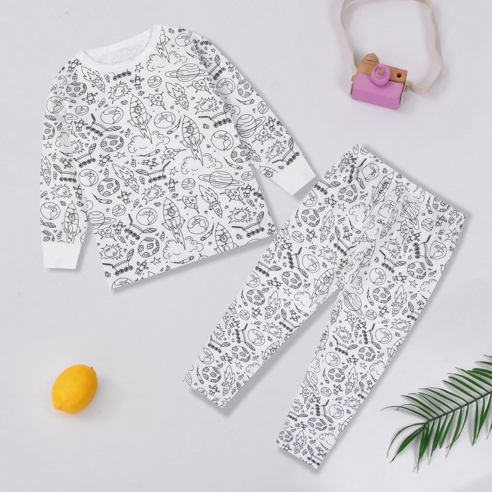 AJIWYH Pajamas for Kids,Kid DIY Hand Painted Homewear Set Colouring ...