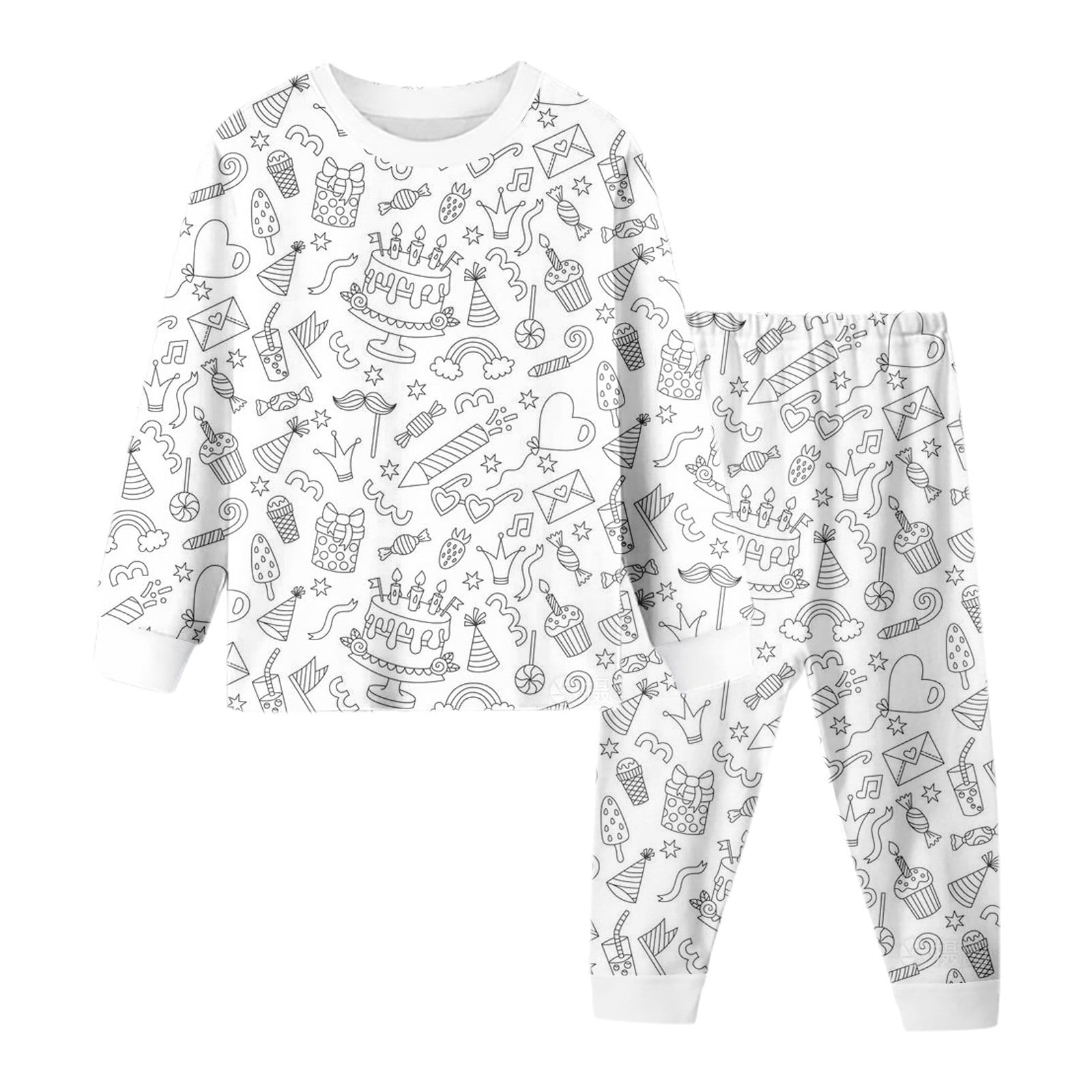 AJIWYH Pajamas for Girls Funny Diy Hand Painted Homewear Set Color Your ...