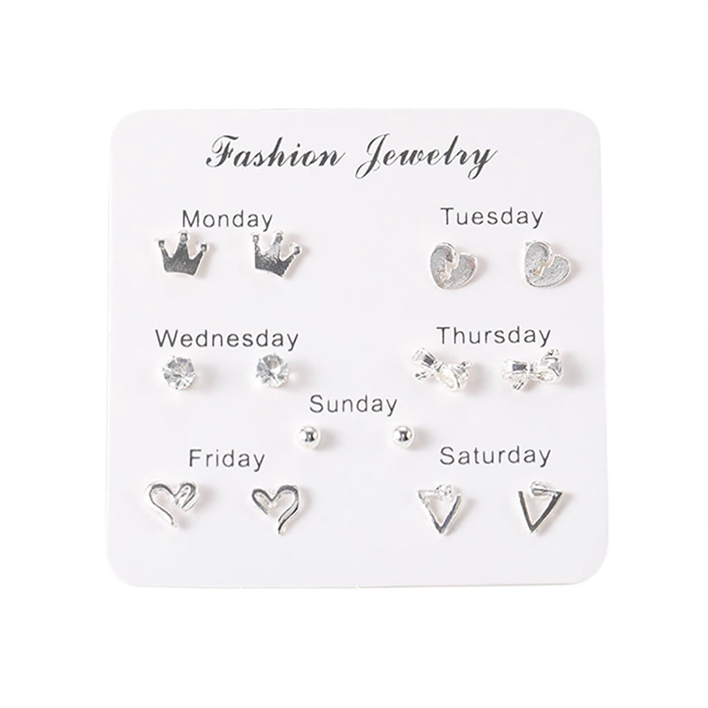 AJIWYH Stud Earrings Set for Women Simple Fashion Small Diamond ...