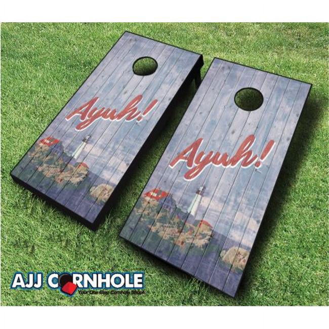 AJJCornhole 107-VintageNEayuh Vinstage New England Theme Cornhole Set ...