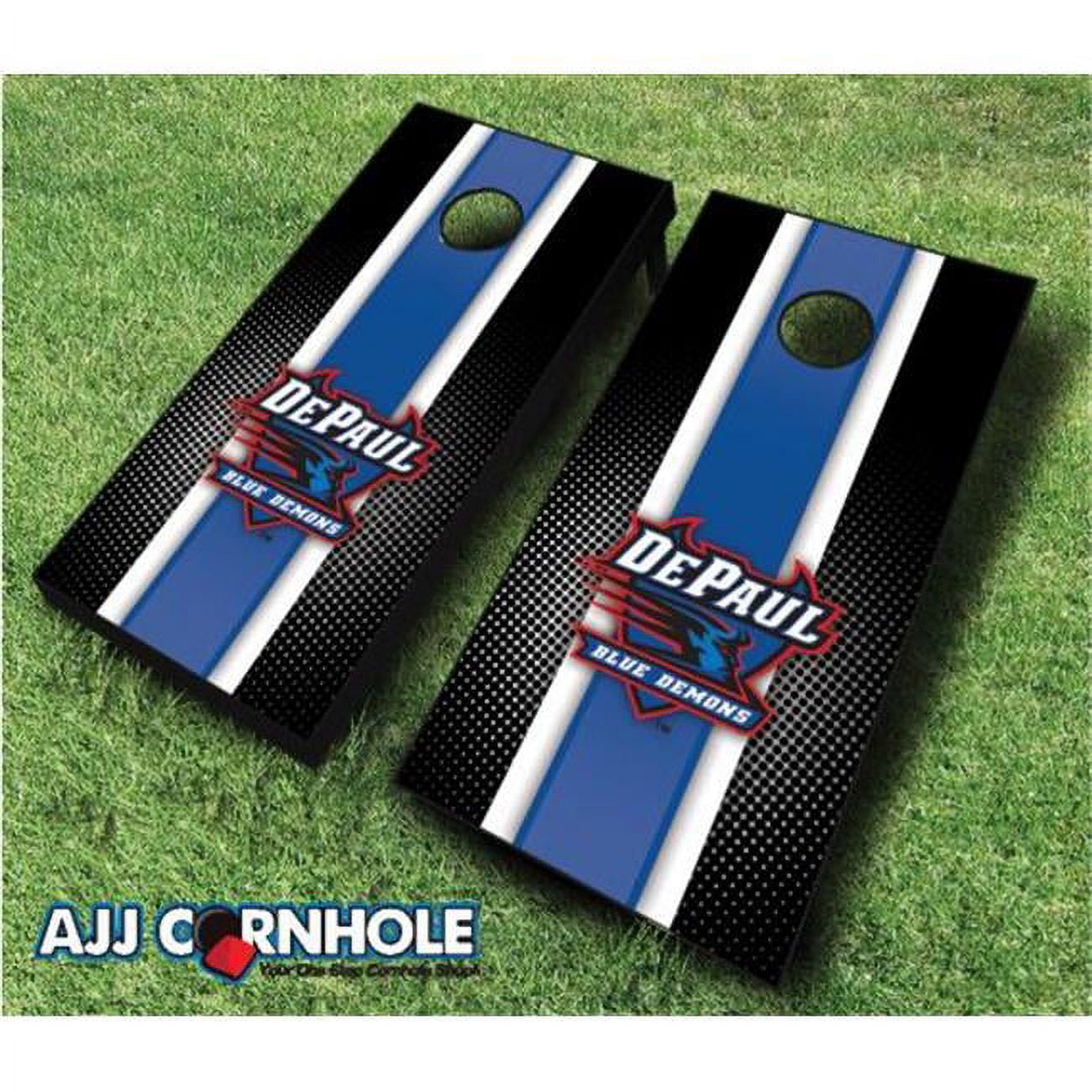 AJJCornhole 110-DePaulStriped DePaul Blue Demons Striped Theme Cornhole ...