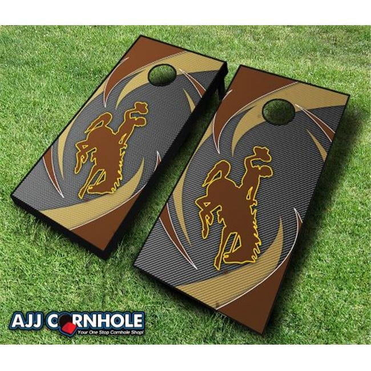 AJJCornhole 110-WyomingSwoosh Wyoming Cowboys Swoosh Theme Cornhole Set ...