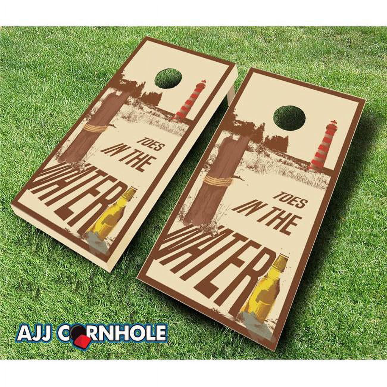 AJJCornhole Toes In The Water Theme Cornhole Set with Bags - 8 x 24 x ...