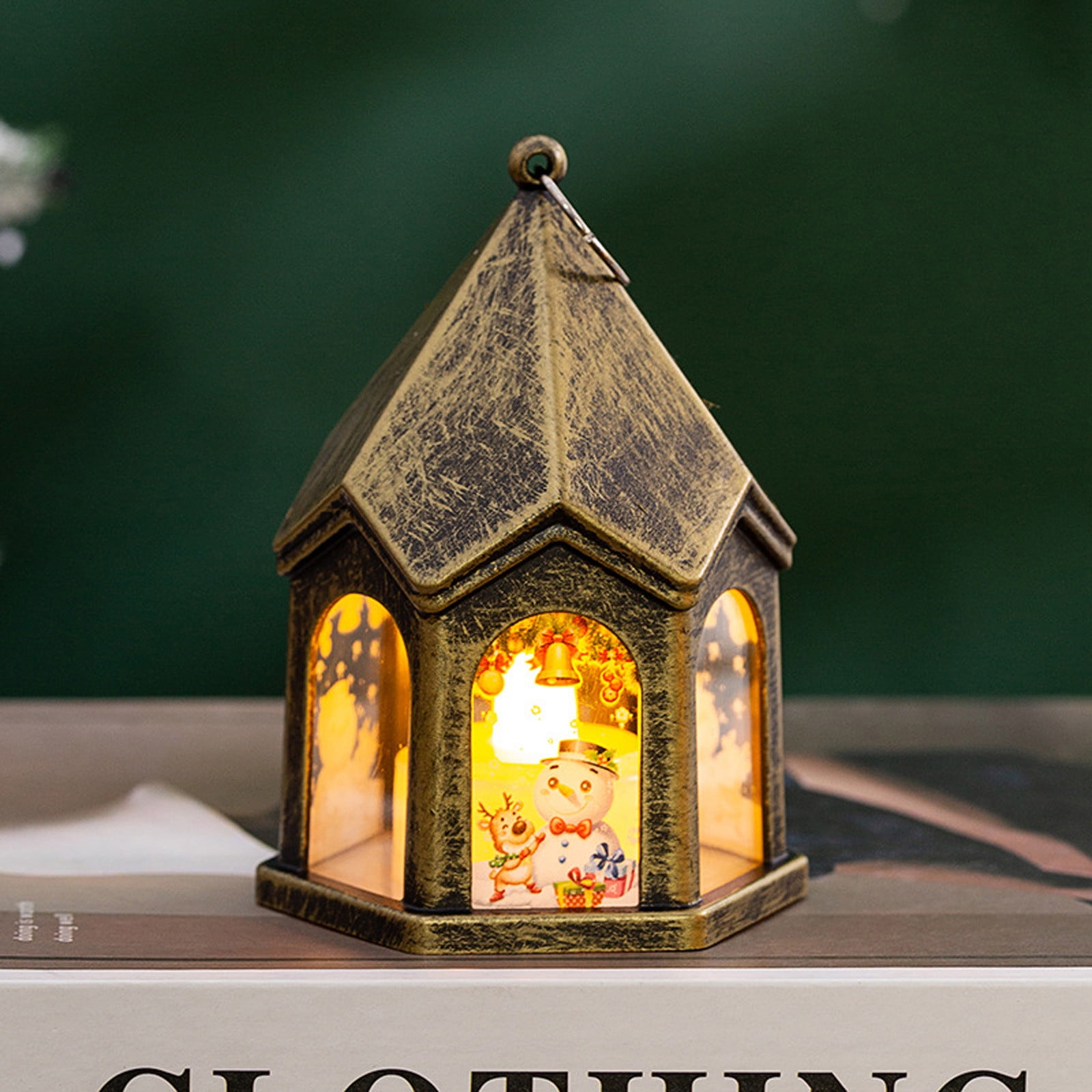 AJKSFHIU Christmas Mini Lantern Decorative with LED Candle,Small ...