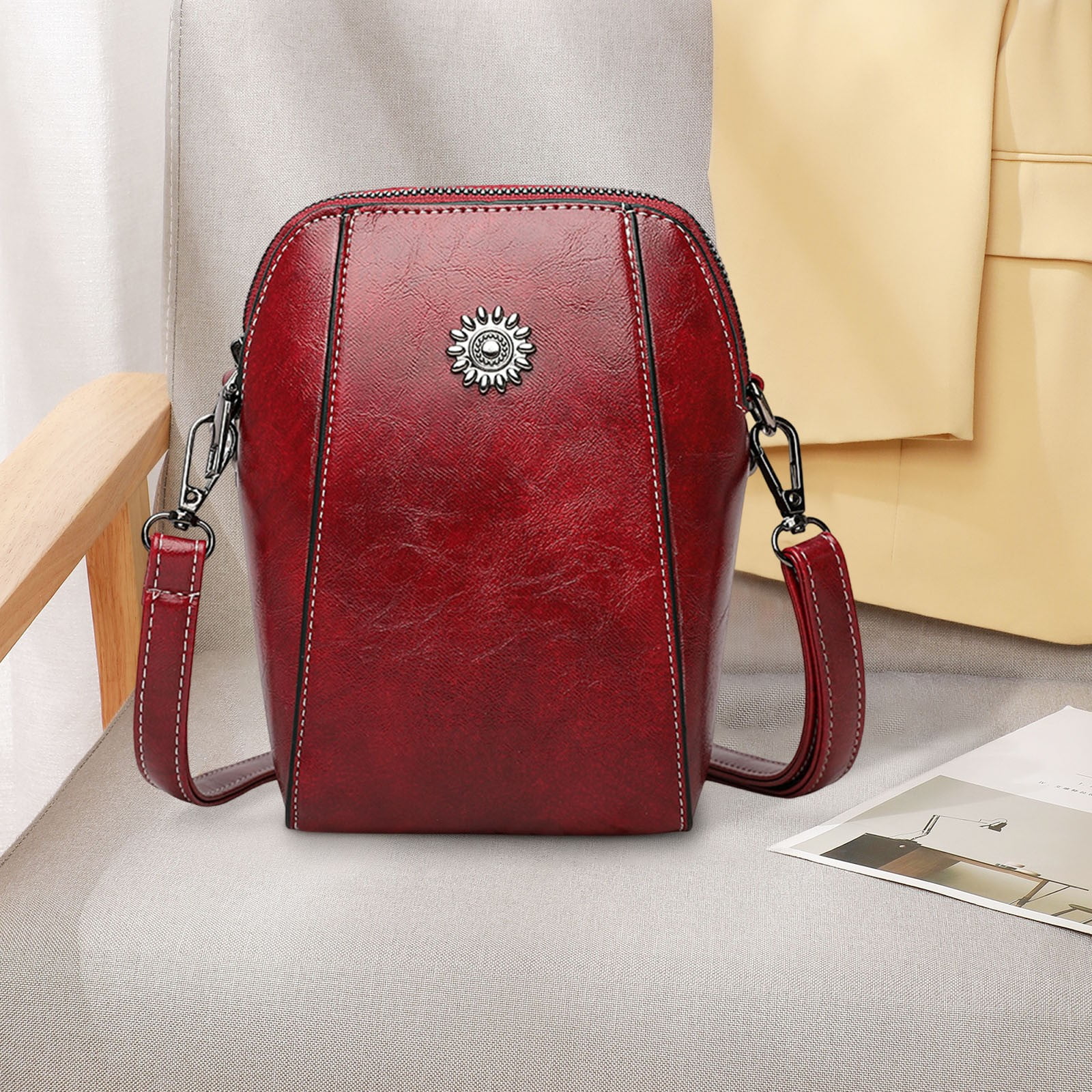 AJKSFHIU Crossbody Cell Phone Bag for Women,Small Leather Shoulder ...