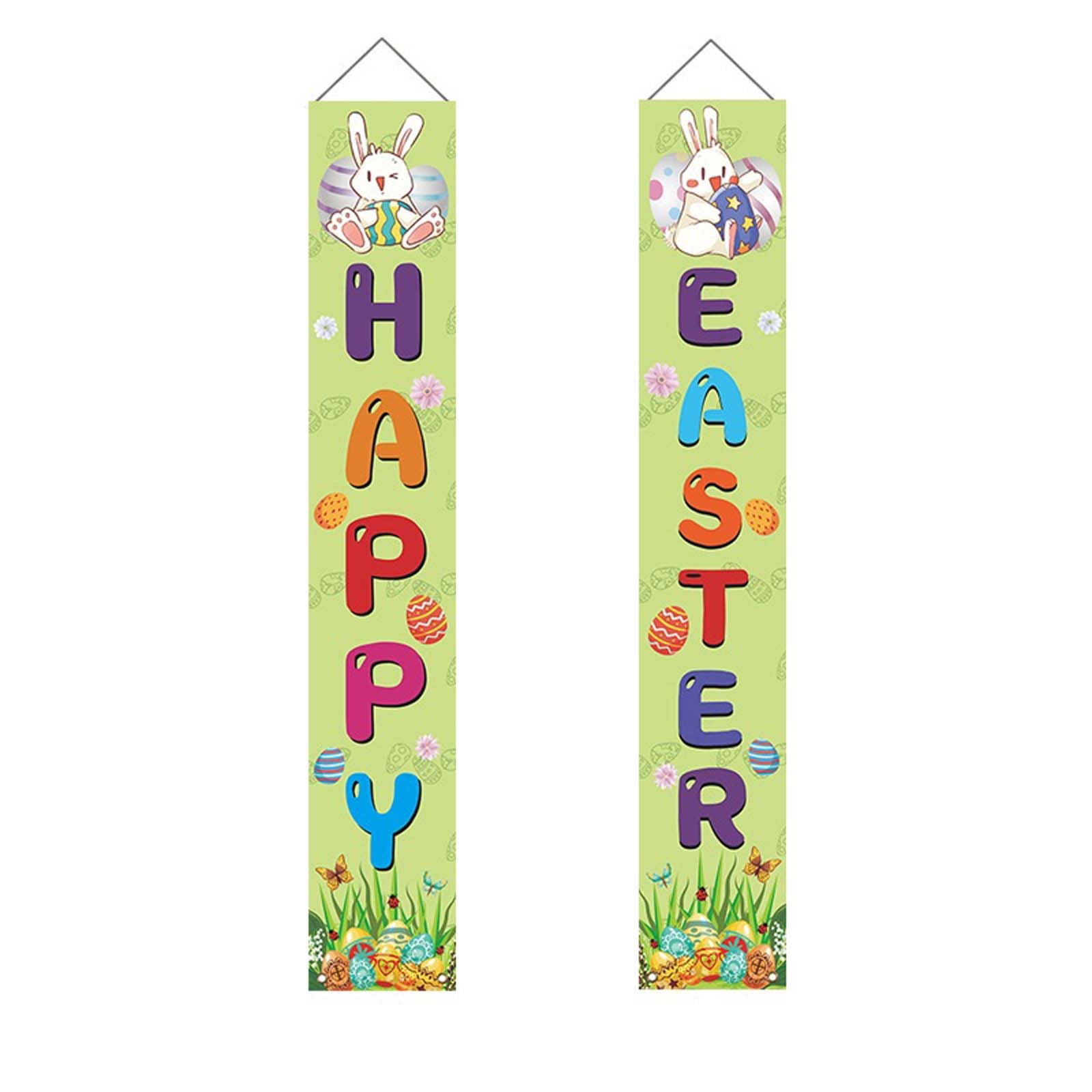 AJKSFHIU Happy Easter Porch Sign, Easter Bunny Banner Hanging Spring ...