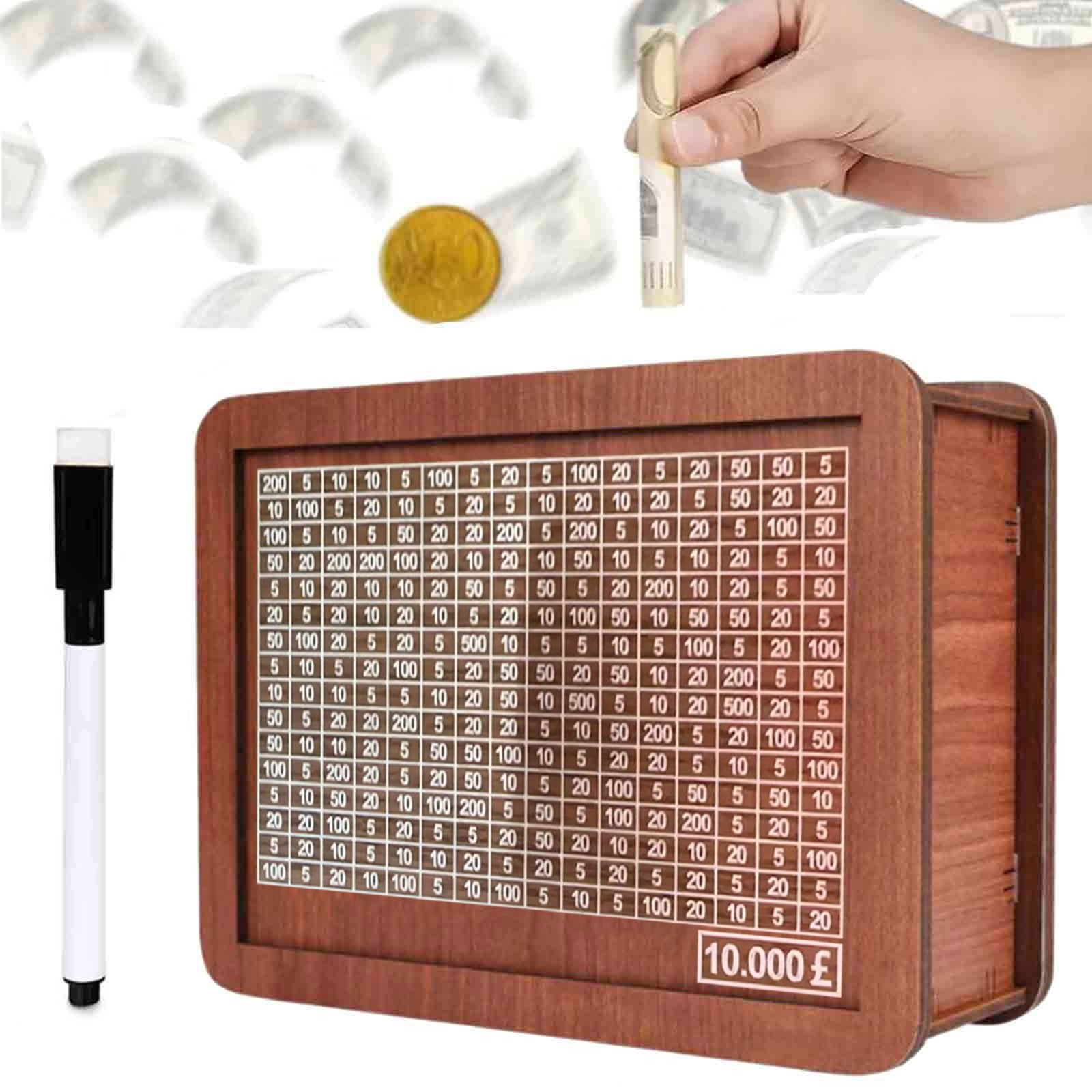 AJKSFHIU Money Saving Box,Cash Vault Wooden Savings Challenge Box,Money ...