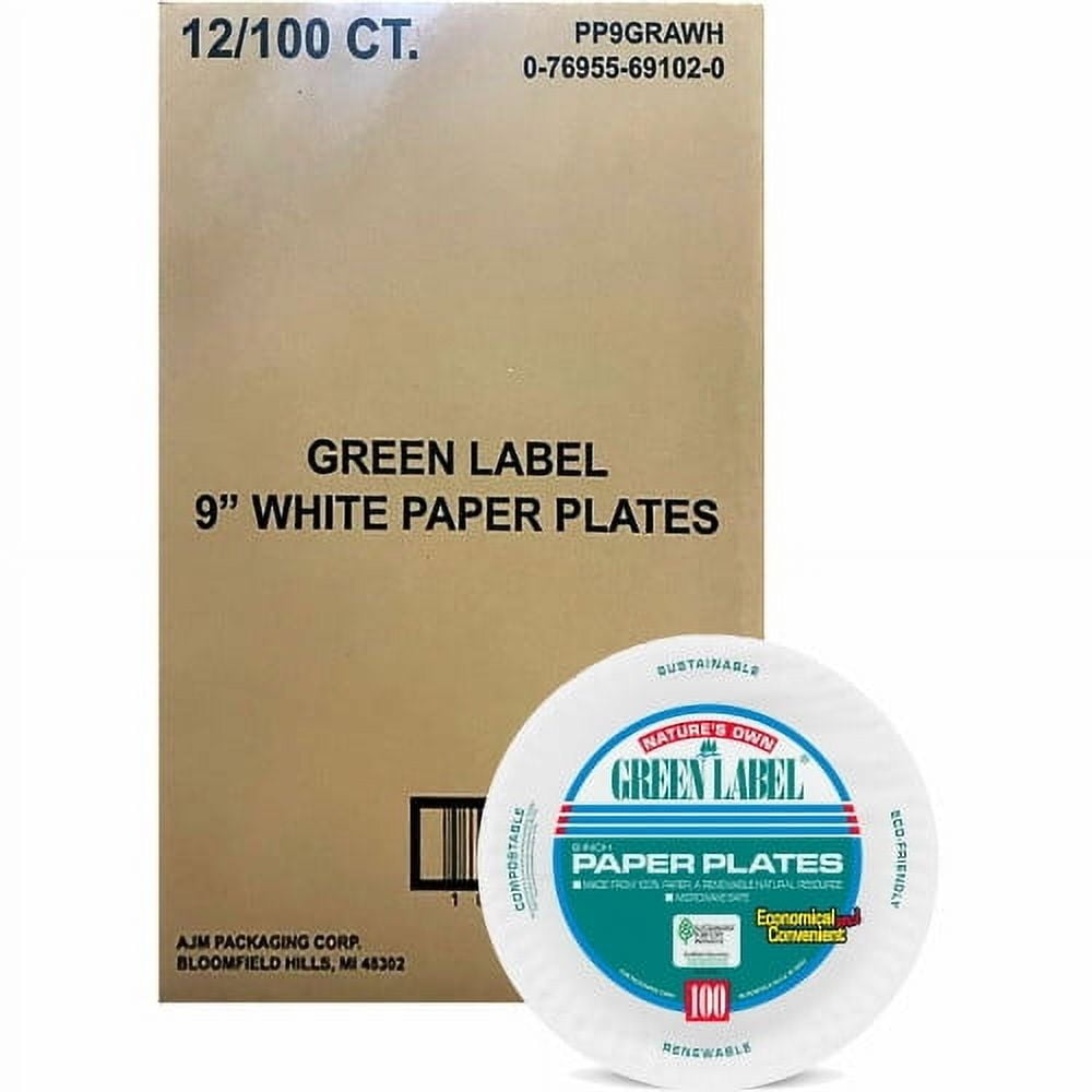 AJM 9" Green Label Economy Paper Plates, Each - Walmart.com