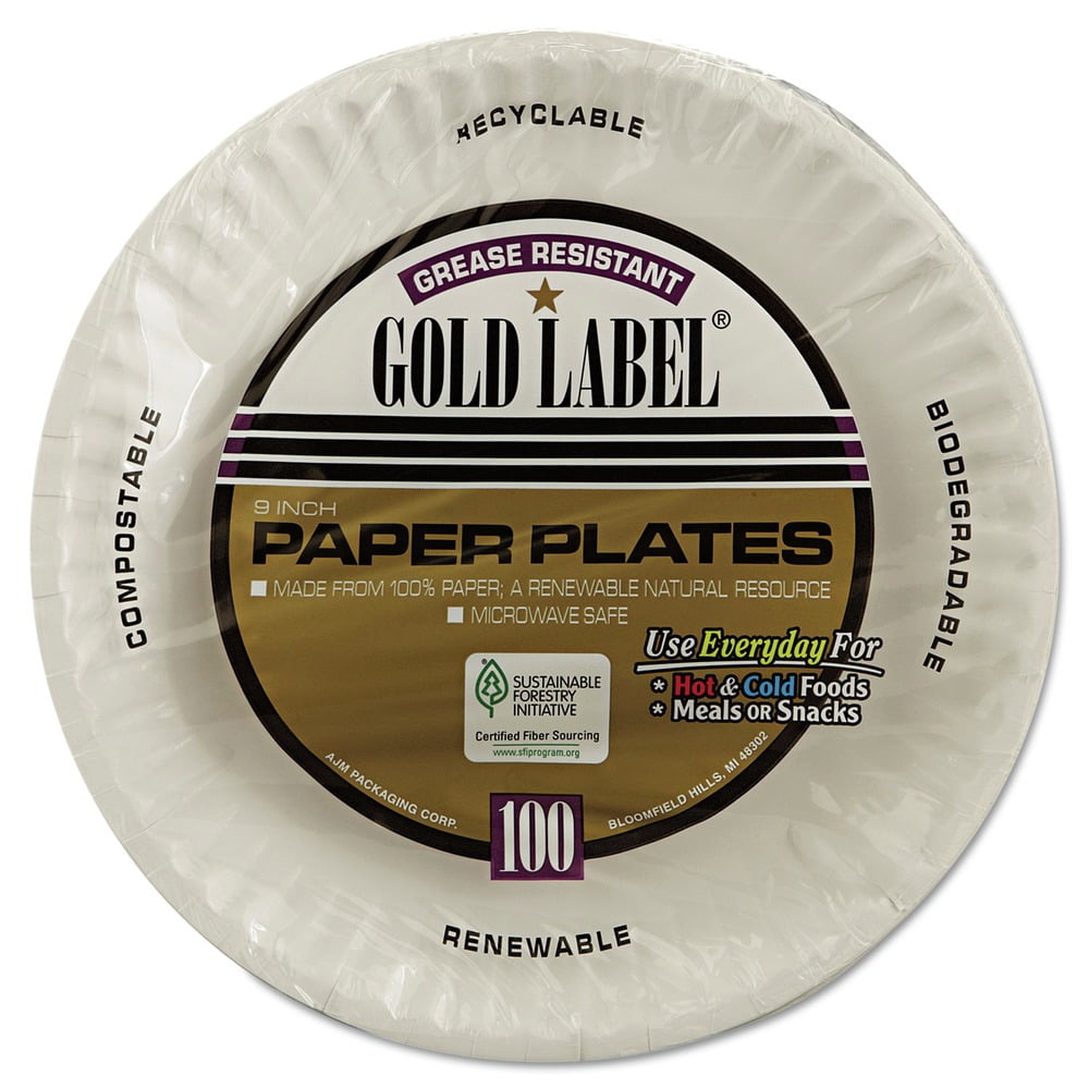 AJM Packaging Corporation White Paper Plates, 9" Diameter, 1000/CT ...