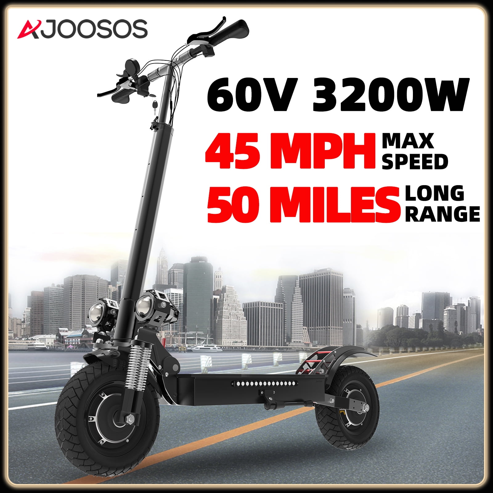 AJOOSOS X700 Electric Scooter, 45 mph Fast Speed, 50 Miles Long Range ...