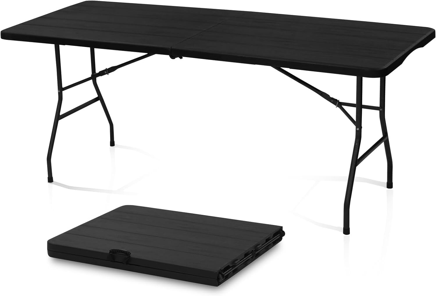 AJP Distributors 6 Foot Portable Plastic Folding Table 6FT 72" Half ...