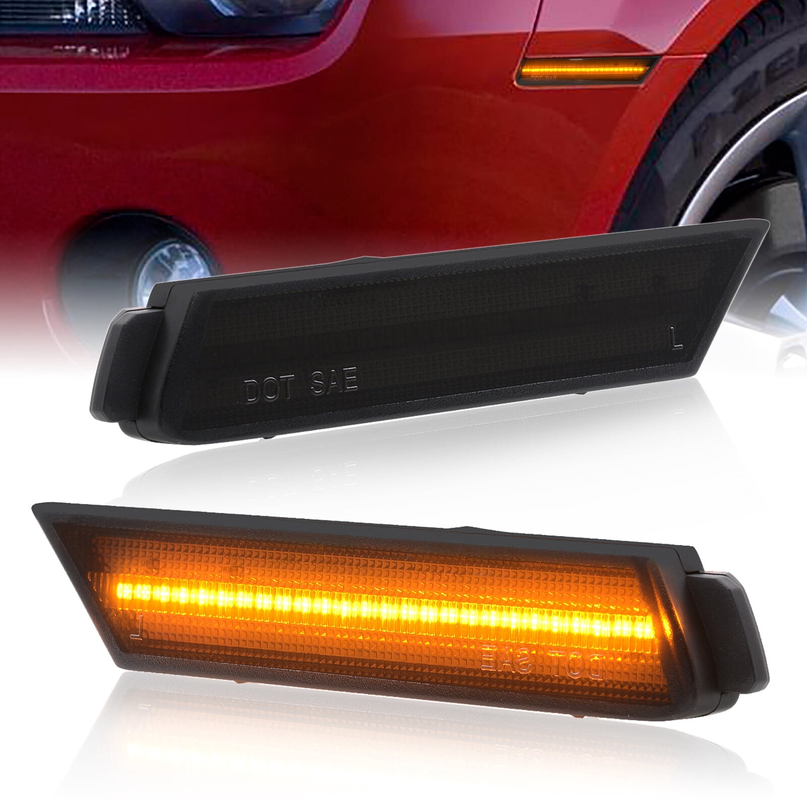 AJP Distributors Amber LED Smoked Front Bumper Fender Side Markers ...