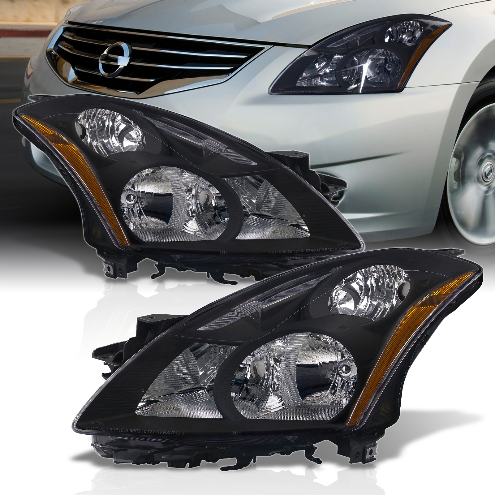 AJP Distributors Black Housing Clear Lens Amber Signal Headlights ...