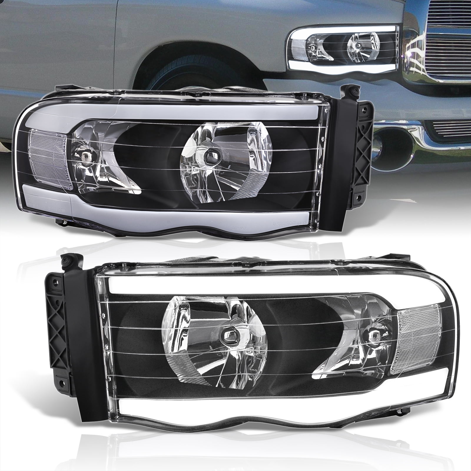AJP Distributors Black Housing LED DRL Tube Bar Driving Head Lights ...