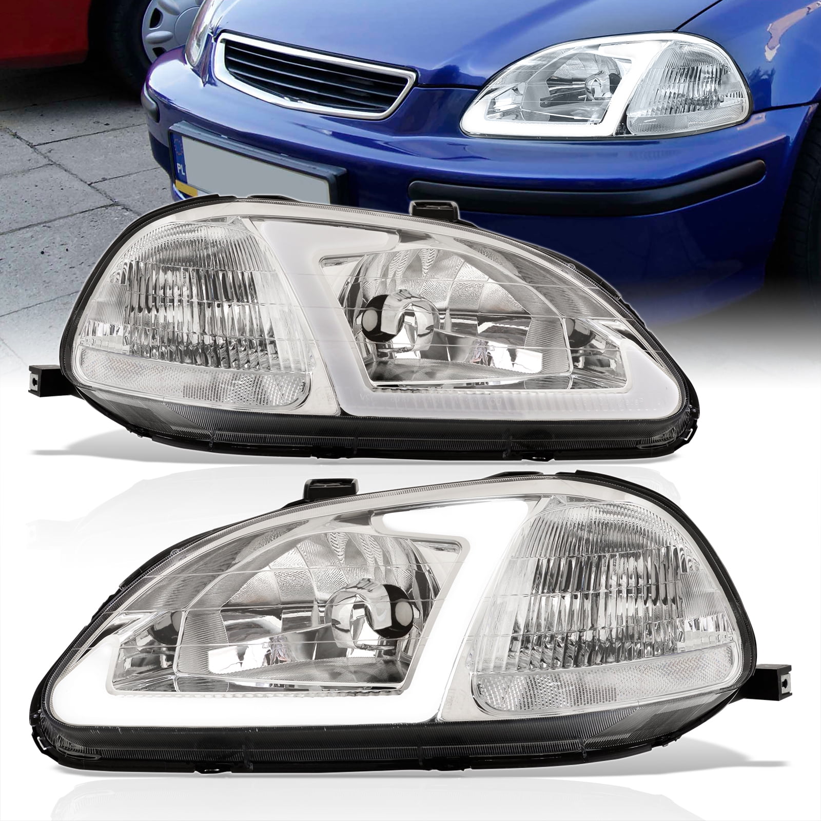 AJP Distributors Chrome Housing Clear Lens Corner LED DRL Driving ...
