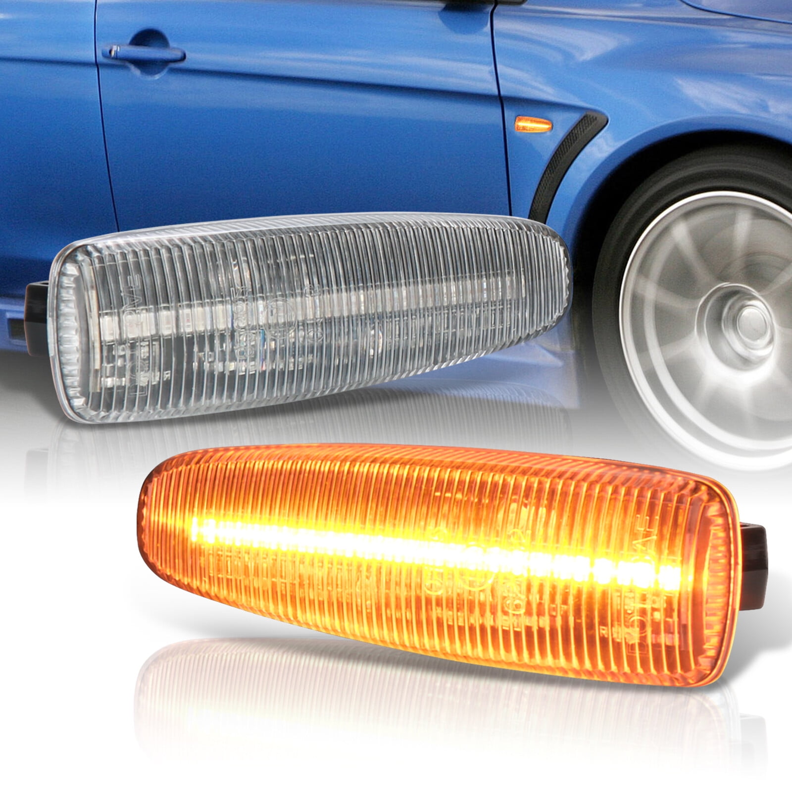 AJP Distributors Clear Sequential LED Signal Fender Side Markers Lights ...