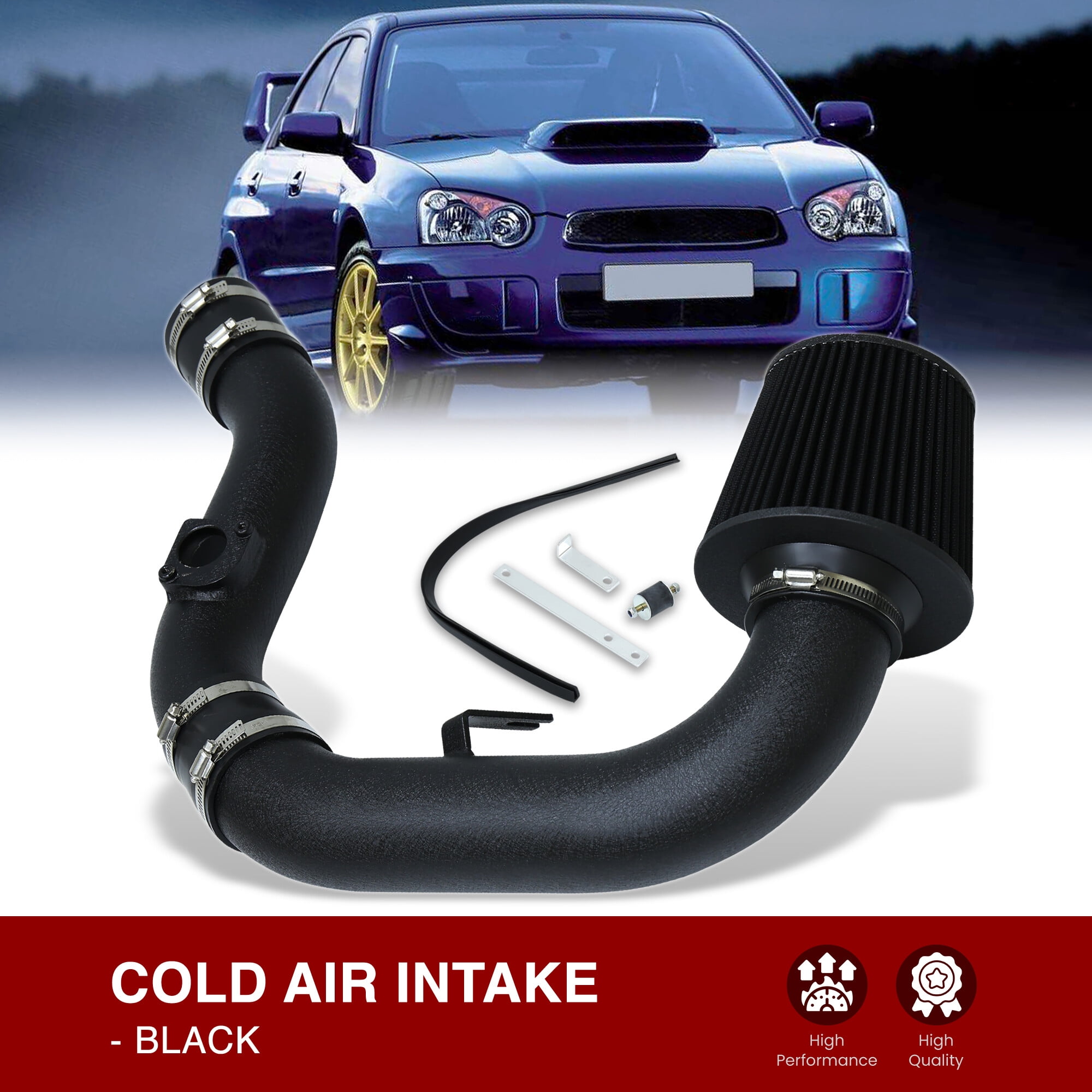 AJP Distributors JDM Black Cold Air Intake CAI Induction Aluminum Pipe ...