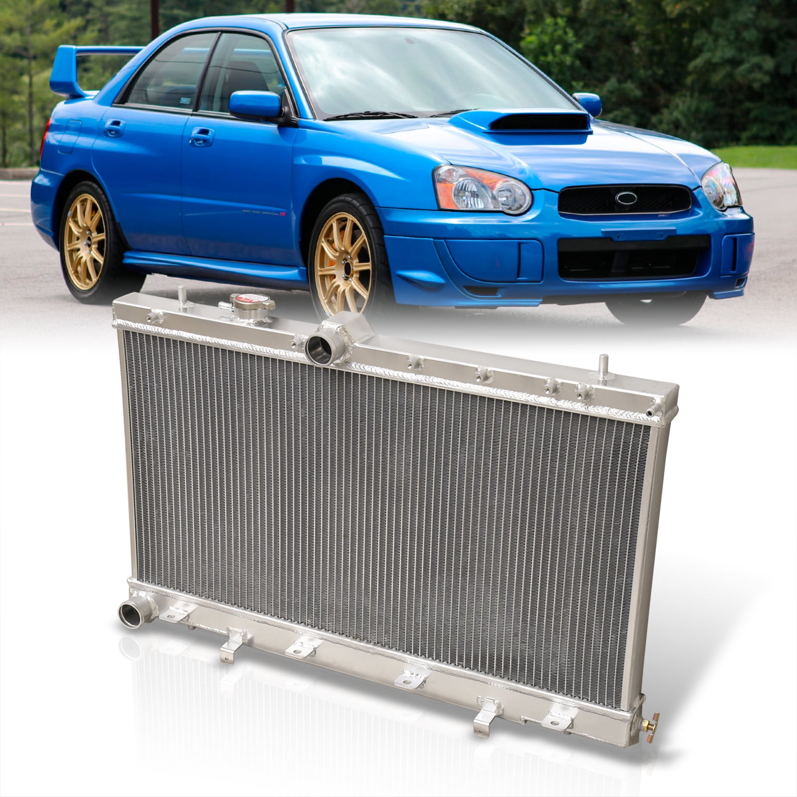 AJP Distributors JDM Dual Core 2-Row Engine Cooling Aluminum Radiator ...