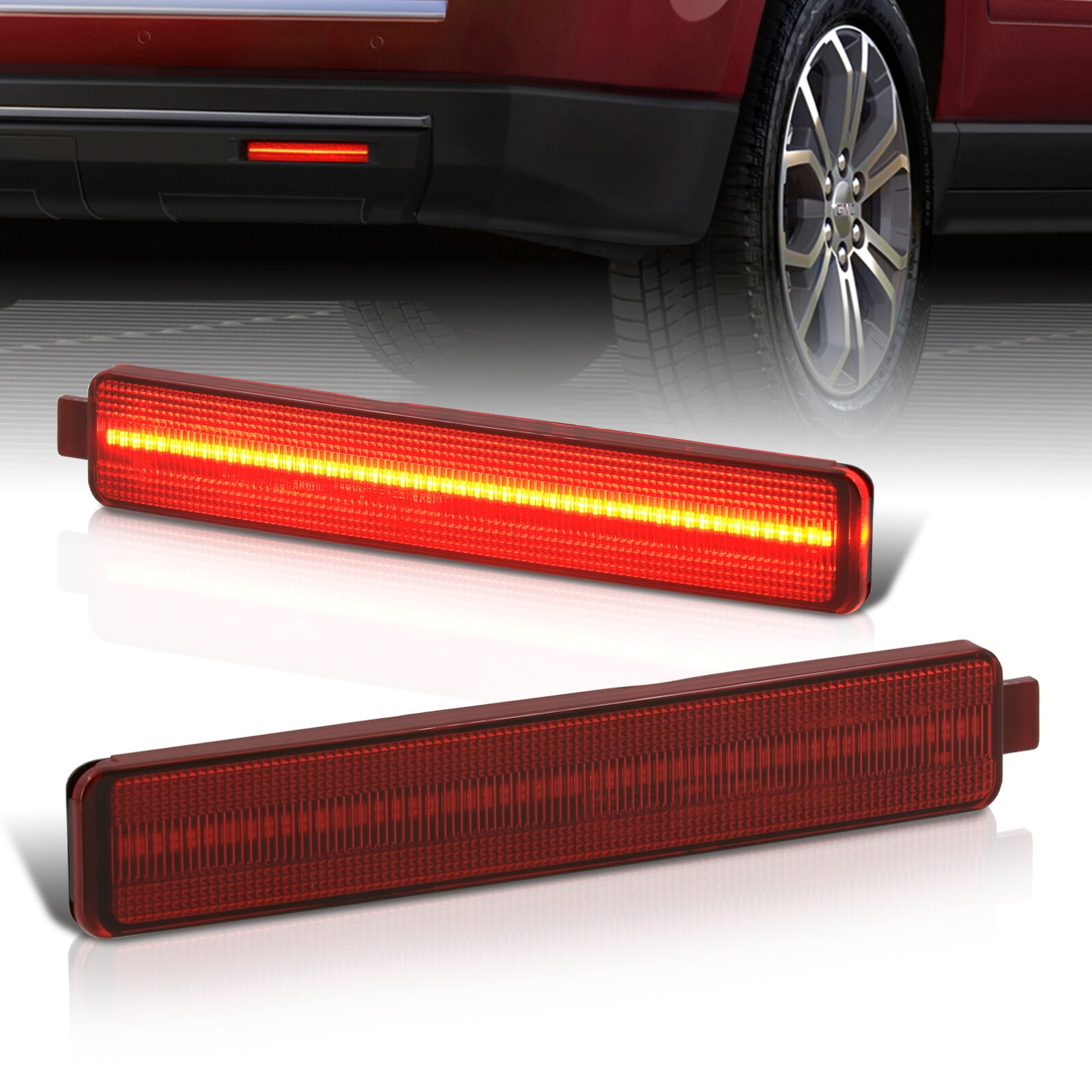 AJP Distributors Red Lens LED Rear Bumper Reflector Tail Lights Brake ...